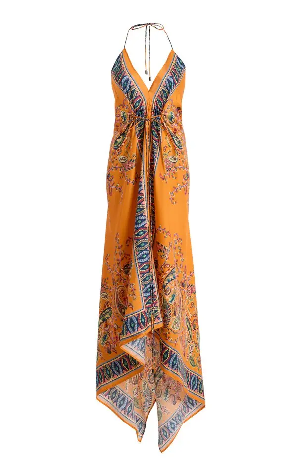 Etro Floral Paisley Silk Maxi Halter Dress - Print