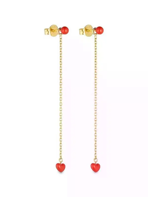 DESIGN LETTERS Heart Chain Earrings - Gold