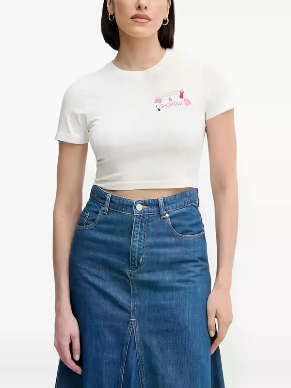 MC2 SAINT BARTH Embroidered Crop T-shirt - White