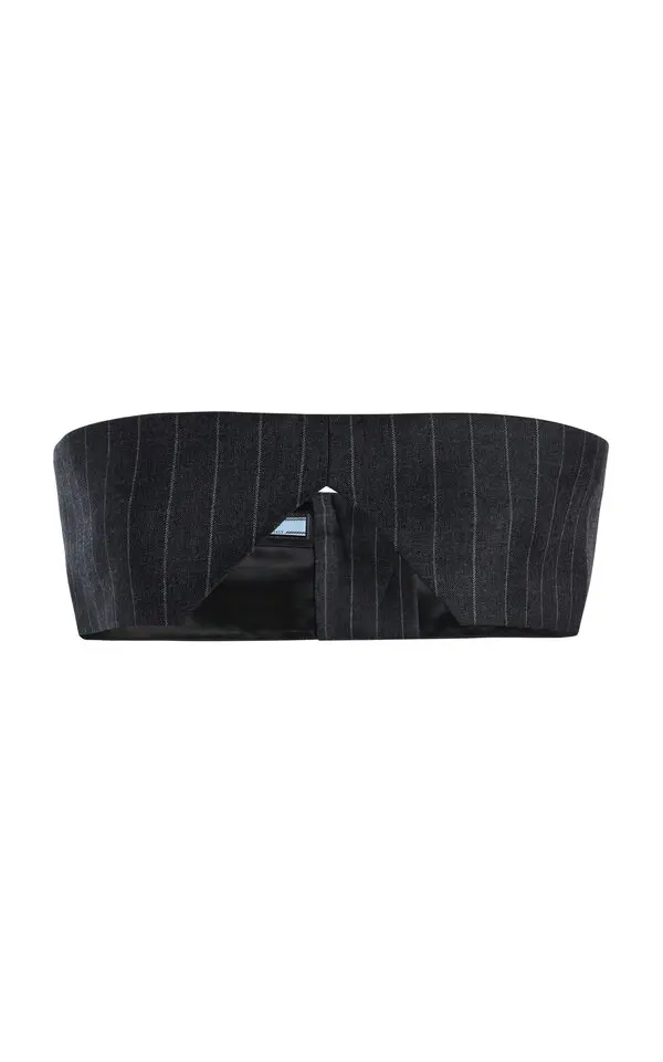 Prada Pinstriped Wool Cropped Top - Grey