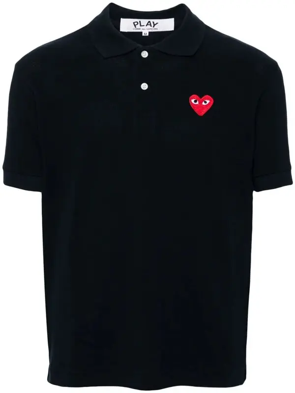 Play Comme Des Garcon Red Heart Cotton Polo Shirt - Blue