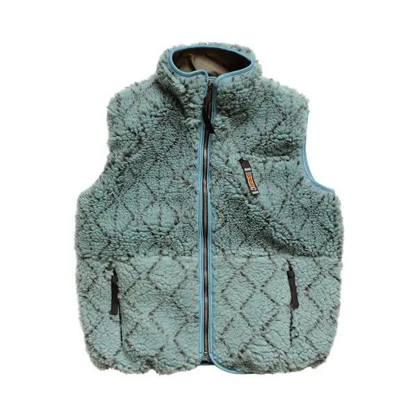 Kapital Do-gi Sashiko Boa Fleece Reversible Vest - Blue