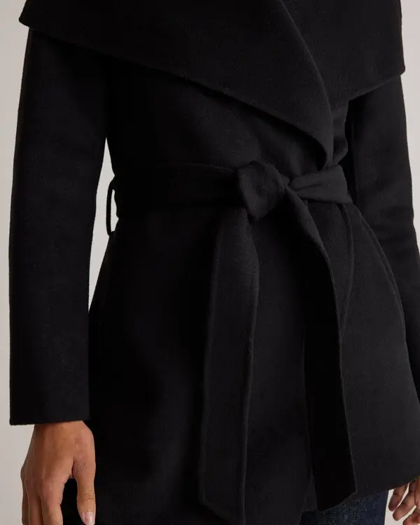 Quince Double-faced Merino Wool Draped Collar Short Wrap Coat