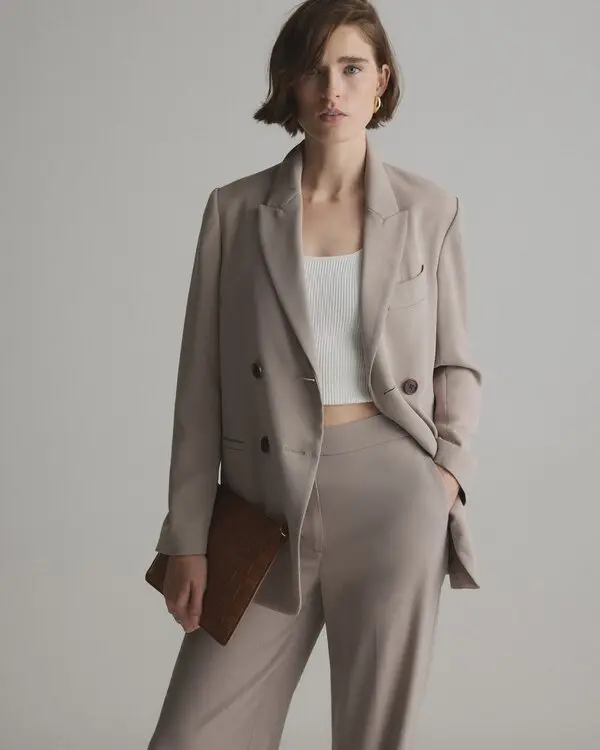 Quince Stretch Crepe Relaxed Double-breasted Blazer - Morel