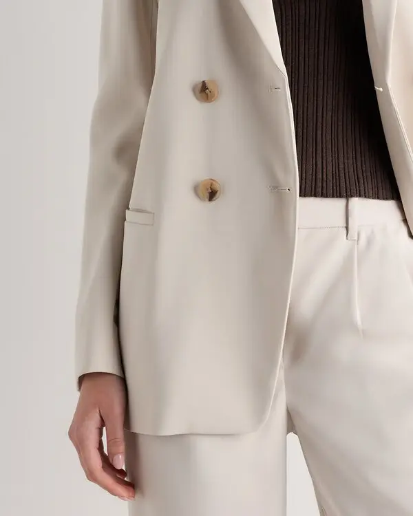 Quince Stretch Crepe Relaxed Double-breasted Blazer - Sand
