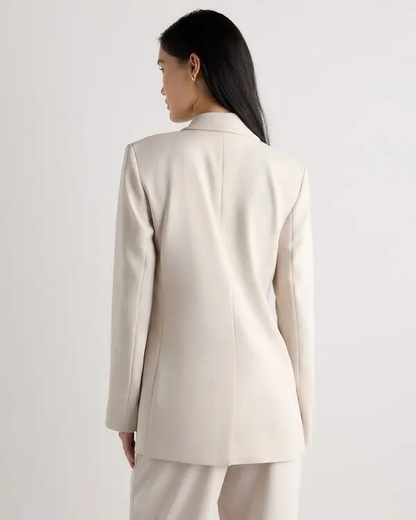 Quince Stretch Crepe Relaxed Double-breasted Blazer - Sand