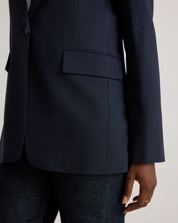 Quince Italian Wool Long Blazer - Navy
