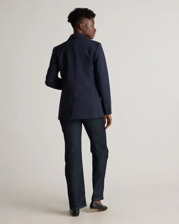 Quince Italian Wool Long Blazer - Navy