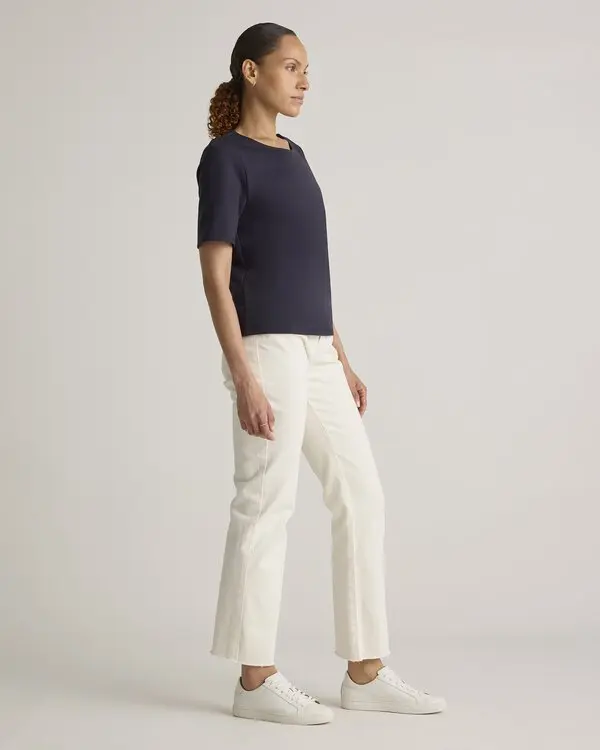 Quince Ultra-stretch Ponte Short Sleeve Top - Navy