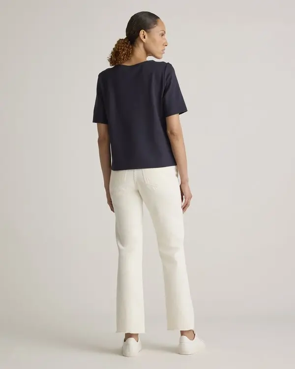 Quince Ultra-stretch Ponte Short Sleeve Top - Navy