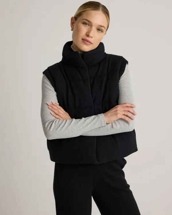 Quince Mongolian Cashmere Puffer Vest - Black