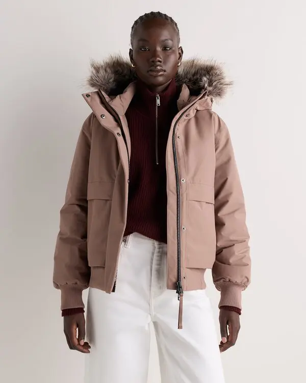 Quince Responsible Down Hooded Short Parka - Hazel Brown