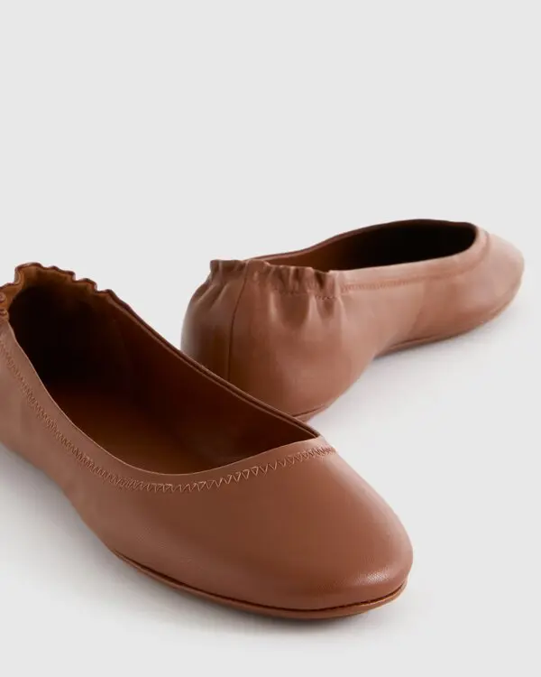 Quince Italian Leather Ballet Flats - Cognac