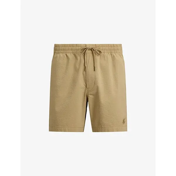 Polo Ralph Lauren Logo-embroidered Seersucker Cotton-blend Shorts - Coastal Beige/khaki