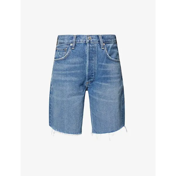 Citizens Of Humanity Ayla Frayed Denim Shorts - Chaya (md/lt Indigo)