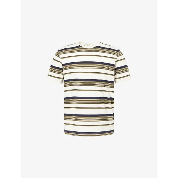 ARNE Nova Striped Cotton-jersey T-shirt - White Navy