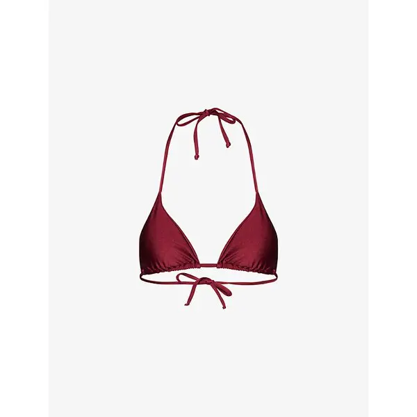 GRACEJACOB Cherry Shimmer Bikini Top - Maroon