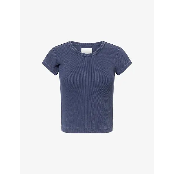 Citizens Of Humanity Nello Cropped Stretch-cotton T-shirt - Mineral Navy (dk Nvyl)