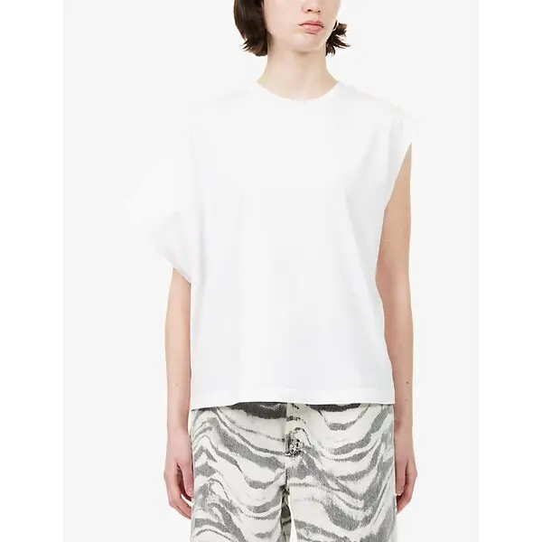 AGOLDE Corrine Asymmetric Cotton T-shirt - White