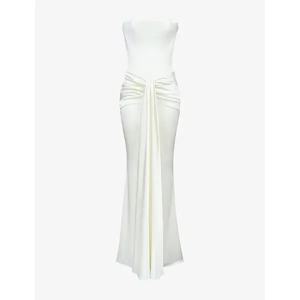 House Of Cb Camellia Strapless Satin Gown - Ivory