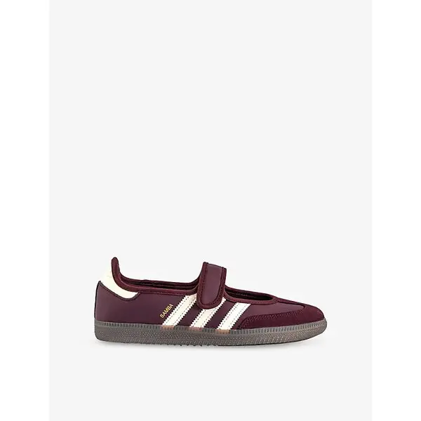 Adidas Samba Leather Mary Jane Shoes - Maroon Cream White Gold