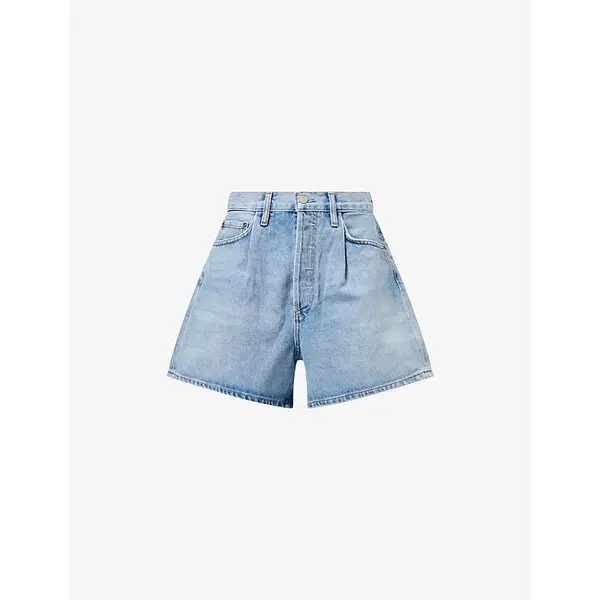 AGOLDE Rhoda Pleated Denim Shorts - Raft (vint Lt Ind)