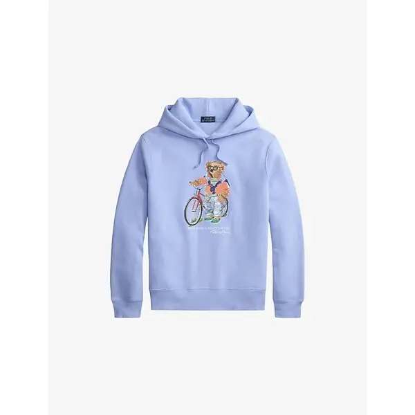 Polo Ralph Lauren Bike Polo Bear Printed Cotton-blend Hoody - Austin Blue Summer Bear