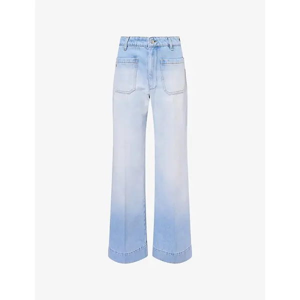 Victoria Beckham Alina High-rise Wide-leg Twill-denim Jeans - Heritage Blue