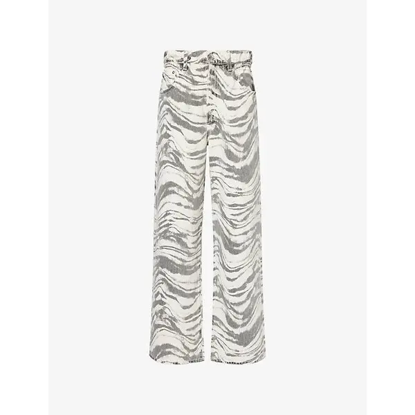 AGOLDE Lyonne Printed Denim Jeans - Quiver Blk/wht Blurred