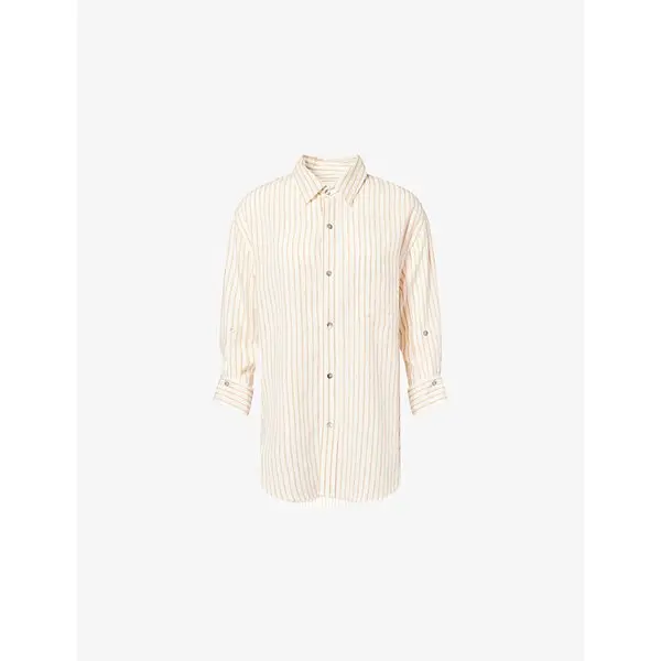 Citizens Of Humanity Kayla Pinstripe Woven Shirt - Sherbet Stripe (lt Org)