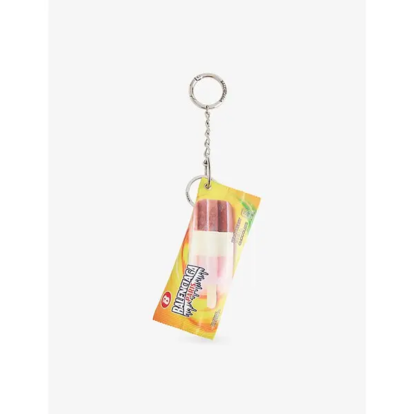 Balenciaga Ice Cream Packet Leather Keyring - Yellow