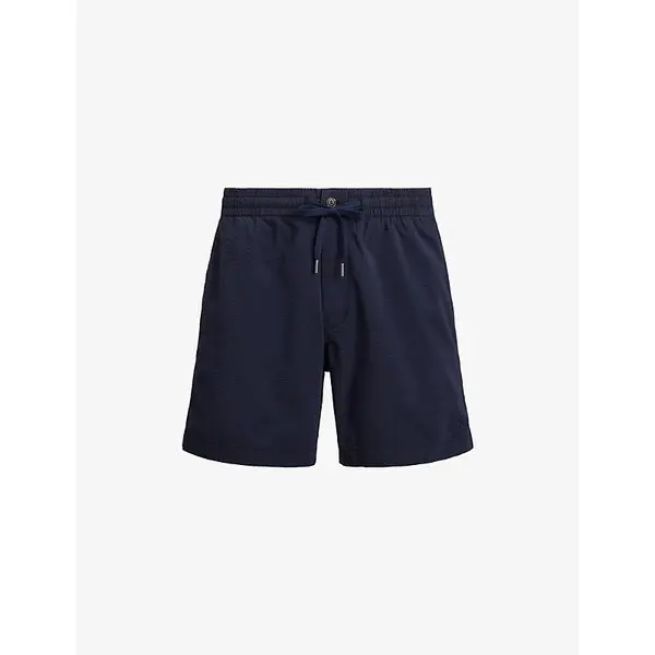 Polo Ralph Lauren Logo-embroidered Seersucker Cotton-blend Shorts - Newport Navy