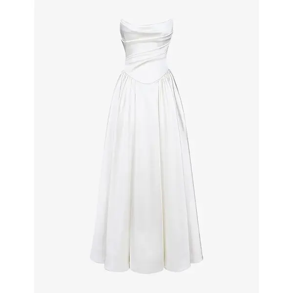 House Of Cb Jelena Strapless Satin Gown - Ivory