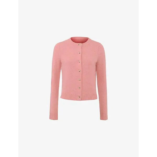 House Of Cb Round-neck Wool-blend Cardigan - Flamingo Pink