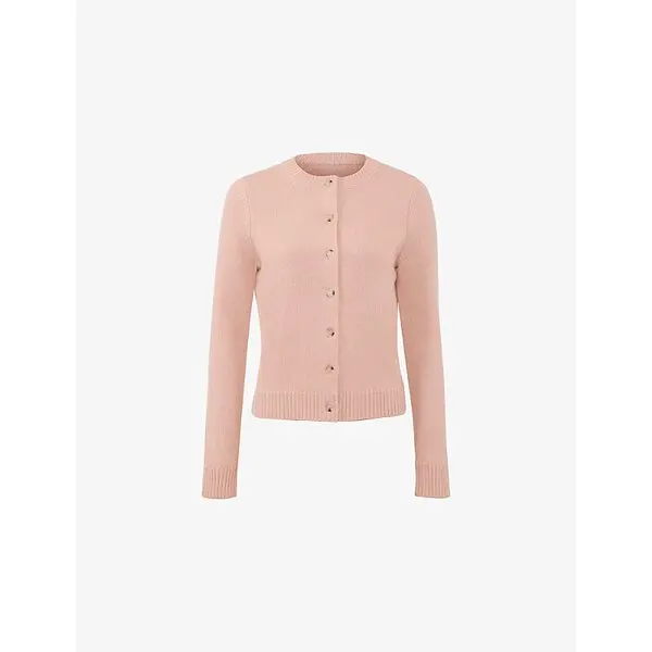 House Of Cb Round-neck Wool-blend Cardigan - Peach