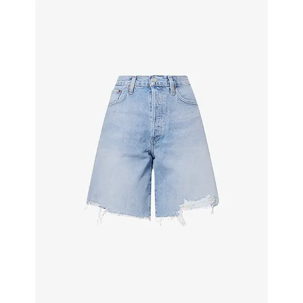 AGOLDE Indra Frayed Denim Shorts - Force ( Lt Ind)
