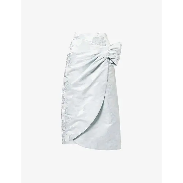 Simone Rocha Woven Midi Skirt With Sash - Duck Egg