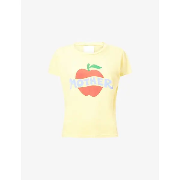MOTHER Apple The Lil Sinful Graphic-print Cotton-and-linen T-shirt - Mother Apple