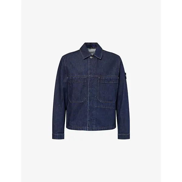 Stone Island Brand-patch Denim Jacket - Blue Rinse