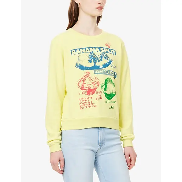 MOTHER Graphic Print Cotton Sweatshirt - Banana Split