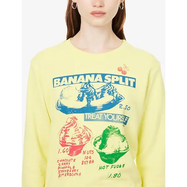 MOTHER Graphic Print Cotton Sweatshirt - Banana Split