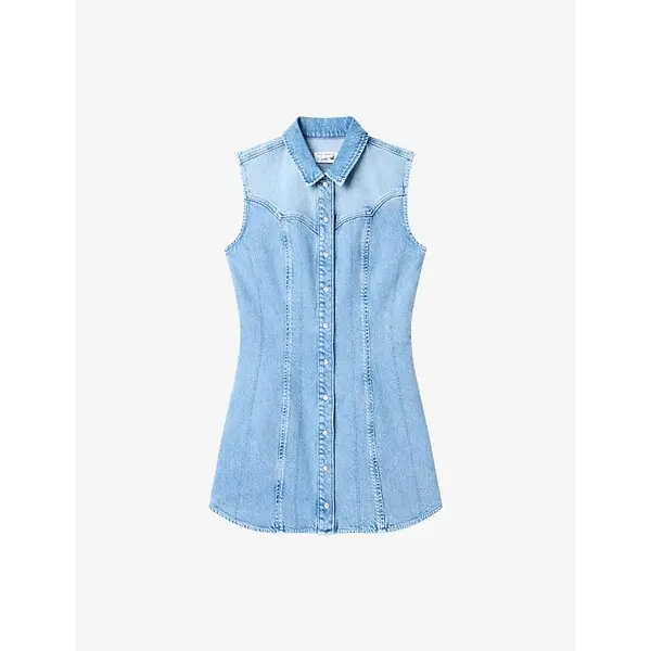 Good American Dolly Joleans Denim Mini Dress - Light Blue