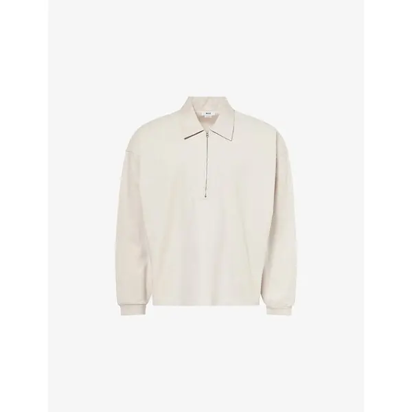 AGOLDE Darius Funnel-neck Cotton Polo Sweatshirt - Sand (lt Beige)