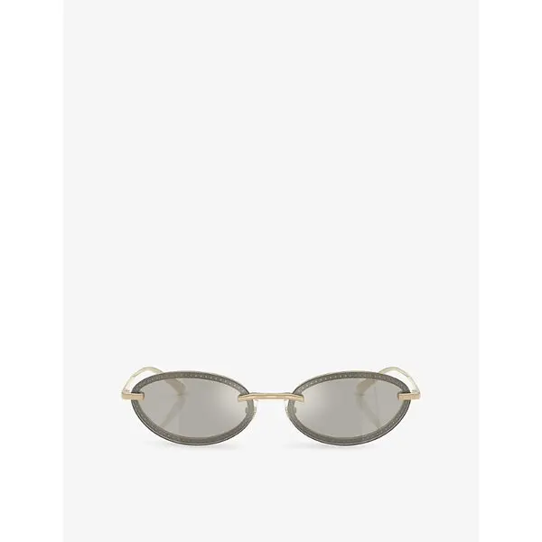 JIMMY CHOO Jc4020b Oval-frame Metal Sunglasses - Gold