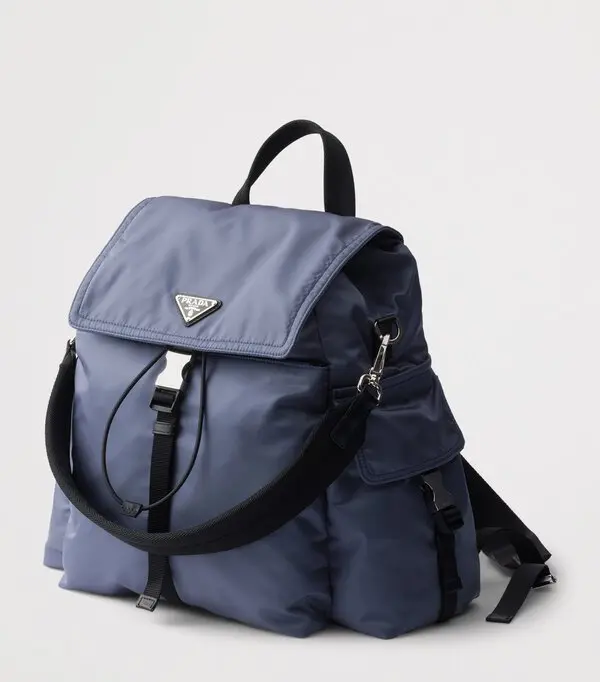 Prada Re-nylon And Leather Explore Backpack - Blue