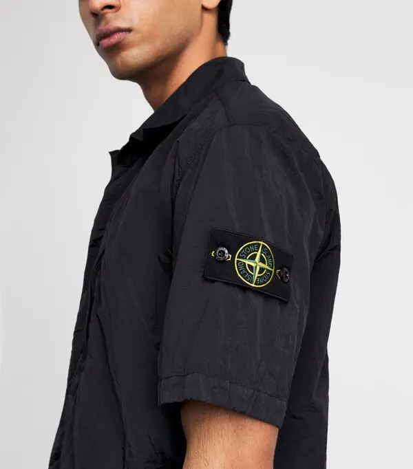 Stone Island Nylon Zip-up T-shirt - Black