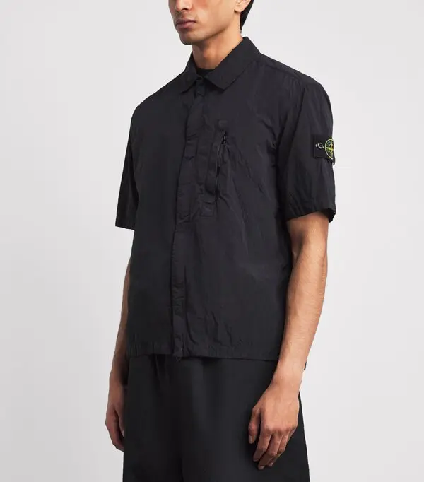 Stone Island Nylon Zip-up T-shirt - Black