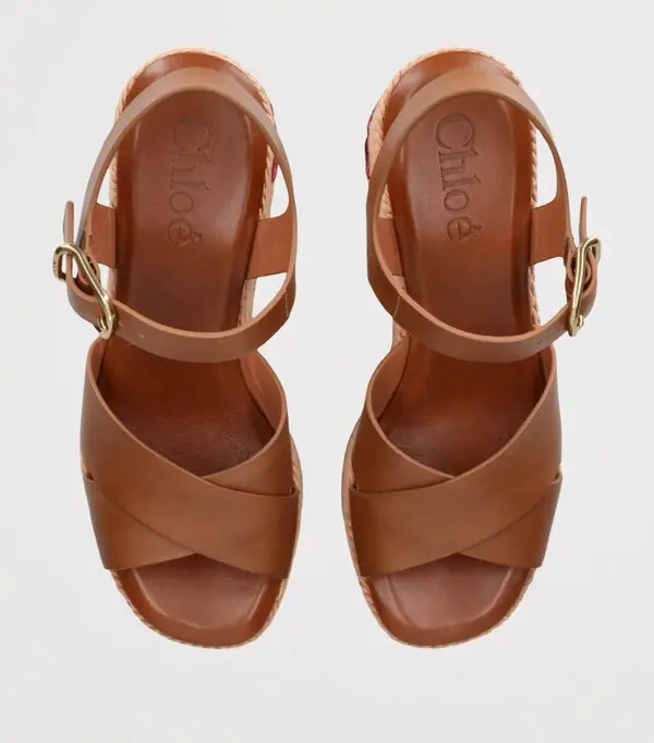 Chloé Leather Sand Wedge Espadrilles 105 - Pink
