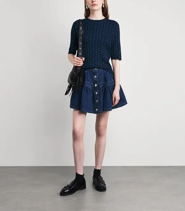 Maje Embellished Cotton-blend Sweater