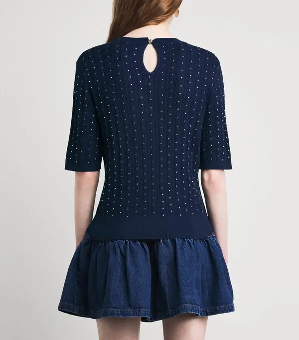 Maje Embellished Cotton-blend Sweater